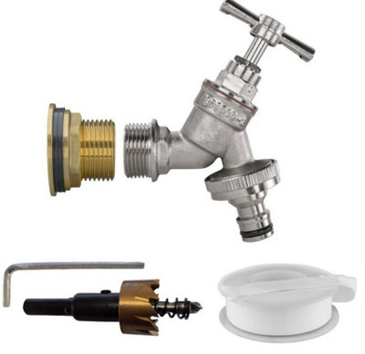 Water Butt Replacement Tap + Drill Bit BRASS 3/4" Nickle Plated Brass ...
