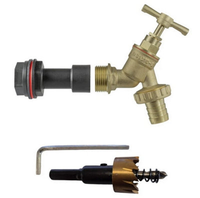 Water Butt Replacement Tap Extension Kit + Drill bit Lever Bib Outlet ...