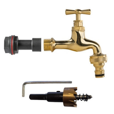 Water Butt Replacement Tap Extension Kit + Drill bit Lever Bib Outlet ...