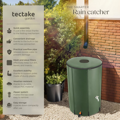 Water Butt - tap and overflow protection, foldable and portable - 380 L