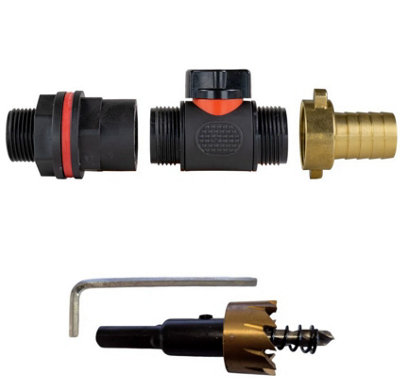 Water Butt Valve Connector Kit Valve Drill Bit Set Rainwater Tank 3/4 ...