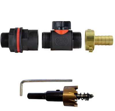 Water Butt Valve Connector Kit Valve Drill Bit Set Rainwater Tank 3/4 ...
