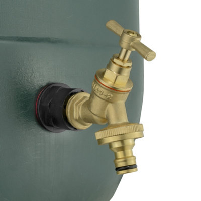 water butt/water storage tank outlet adaptor +brass bib tap +ptfe tape ...