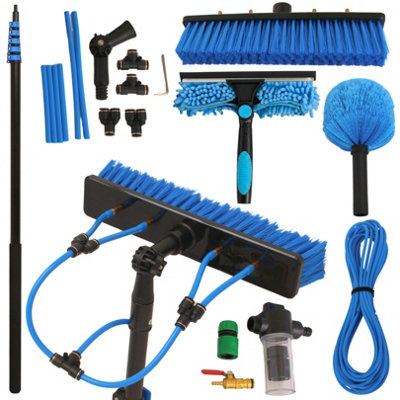 Water Fed Window Cleaning Pole Kit - 6m Telescopic Pole Brush Squeegee ...