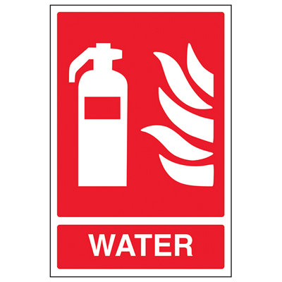 WATER Fire Extinguisher Safety Sign - Rigid Plastic - 200x300mm (x3)