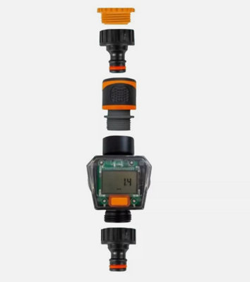 Water Flow Meter Garden Watering Measure Tap Connector Quick Connect 3/ ...