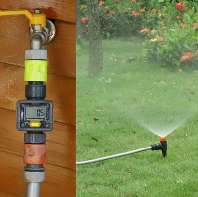 Water Flow Meter Garden Watering Measure Tap Connector Quick Connect 3/ ...