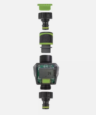Water Flow Meter Garden Watering Measure Tap Connector Quick Connect 3/ ...