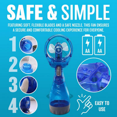 Water Spray Mist Fan Cooling Holiday Travel Portable Hand Pocket Bottle ...