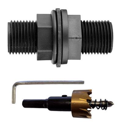 Water Tank Connector & Hole Saw Drill Bit Set Rainwater Storage 3/4 ...