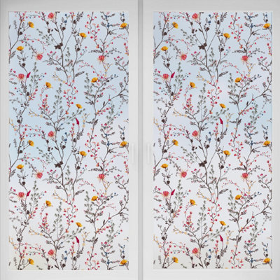 Watercolor Flowers and Butterflies Window Film Privacy for Glass ...