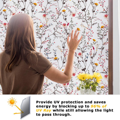 Watercolor Flowers and Butterflies Window Film Privacy for Glass ...