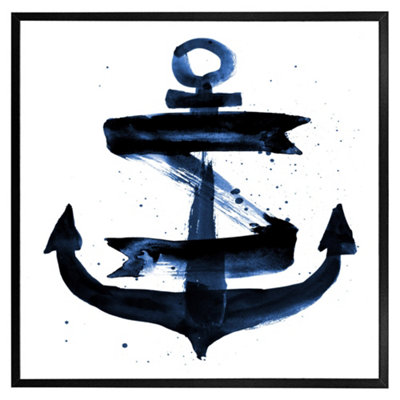 Watercolour anchor (Picutre Frame) / 24x24" / Grey