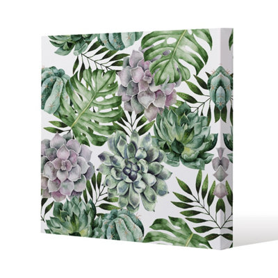 Watercolour Botanical Leaves (Canvas Print) / 101 x 101 x 4cm