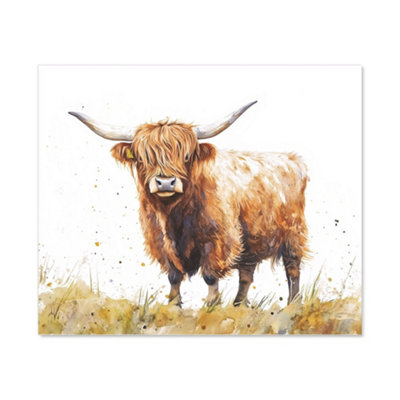WATERCOLOUR HIGHLAND COW KITCHEN SPLASHBACK