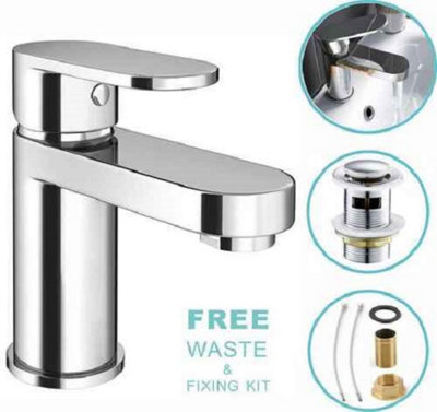 Waterfall basin mixer tap, Chrome finish, Includes waste