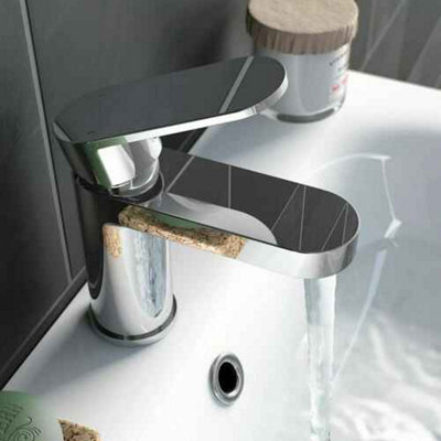 Waterfall basin mixer tap, Chrome finish, Includes waste