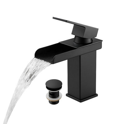 Waterfall Basin Mixer Tap, Modern Design, Brass & Stainless Steel, with ...