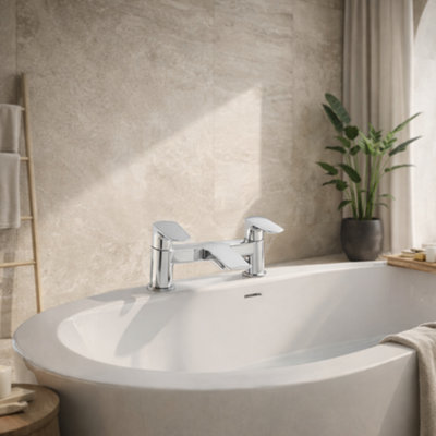 WATERFALL BATH FILLER CHROME - MODERN WATERFALL SPOUT BATH TAP WITH ...