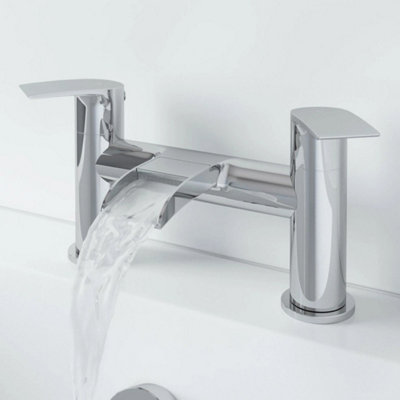 Waterfall Bathroom Bath Mixer Tap Brass Lever Handle Deck Mounted ...