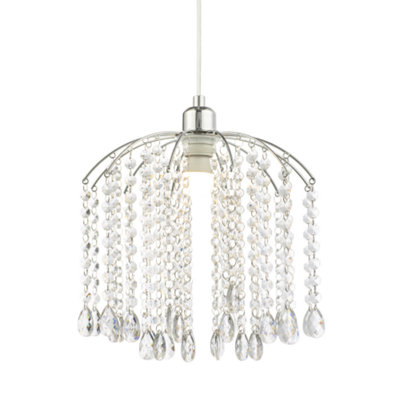 Waterfall Pendant Lamp Shade with Clear Acrylic Droplets and Chrome ...