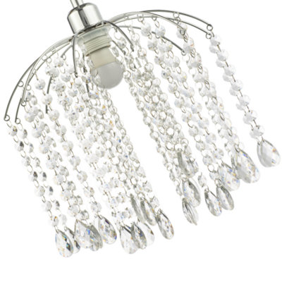 Waterfall Pendant Lamp Shade with Clear Acrylic Droplets and Chrome ...