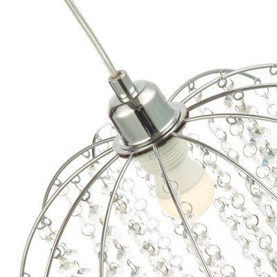 Waterfall Pendant Lamp Shade with Clear Acrylic Droplets and Chrome ...