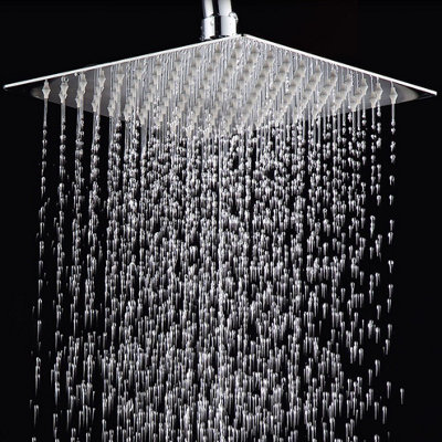 Waterfall Rain Shower Head Large Square Chrome Design for Spa Like Bath ...