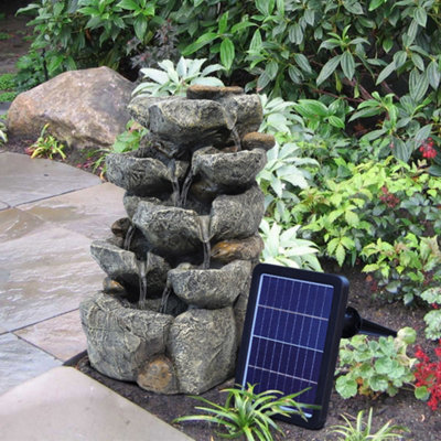 Waterfall Solar Powered Outdoor LED Resin Fountain Water Feature