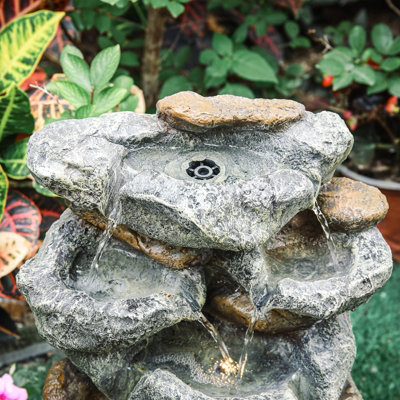 Waterfall Solar Powered Outdoor LED Resin Fountain Water Feature
