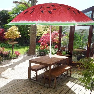 Watermelon Pattern Tilting Parasol for Garden, Beach & Outdoor Shade ...