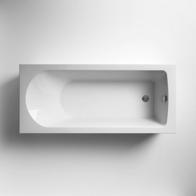Waterproof 600mm Vanity Unit with Single Ended Bath, Gloss White Panels ...
