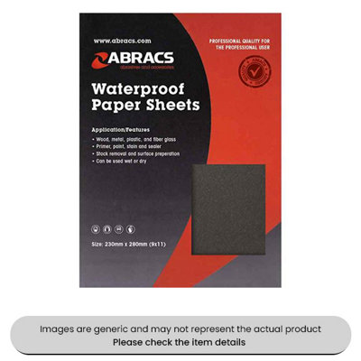 Waterproof Aluminium Oxide Wet & Dry Paper Sheets P400, 230X280MM Pack ...
