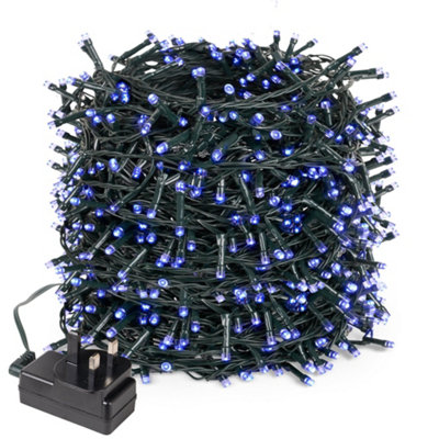 Waterproof Blue LED Fairy Lights with Green Cable - 1000 Lights and 35M ...