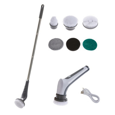 Waterproof Cordless Electric Cleaning Brush Scrubber with 6 Replaceable ...