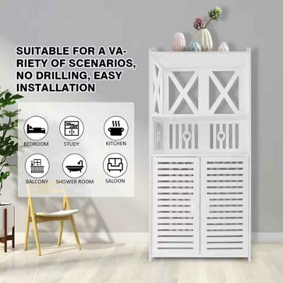 Waterproof Freestanding Bathroom Cabinet , Storage with Cupboard and Layer