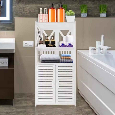 Waterproof Freestanding Bathroom Cabinet , Storage with Cupboard and Layer