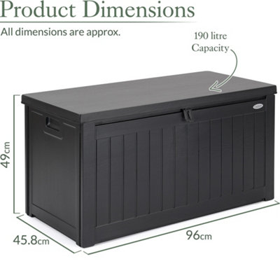 Waterproof Garden Box Plastic Outdoor Storage Utility Chest 190L Christow