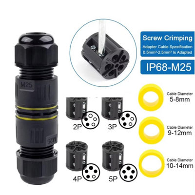 Waterproof IP68 Cable Connector Outdoor Electrical Wire Connector for 7 ...