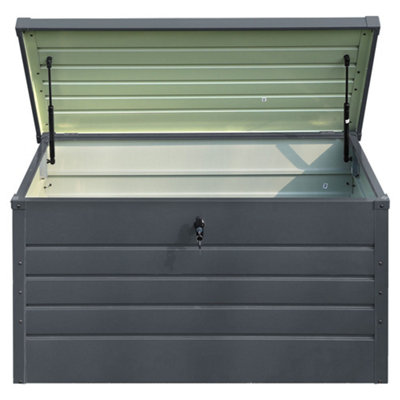 Waterproof Metal Outdoor Garden Storage Box Flat Top 350 L,Black
