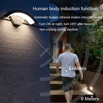 Waterproof Outdoor LED Wall Light Curved Shaped Garden Lamp with PIR ...