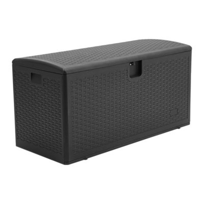 Waterproof Plastic Garden Storage Box Rattan Effect Large Outdoor ...