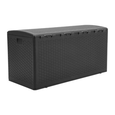 Waterproof Plastic Garden Storage Box Rattan Effect Large Outdoor ...