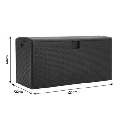 Waterproof Plastic Garden Storage Box Rattan Effect Large Outdoor ...