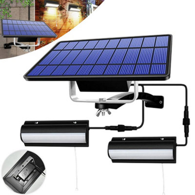 WATERPROOF SOLAR POWERED TWIN SHED/GARDEN LIGHTS WITH PULL CORD SWITCH ...