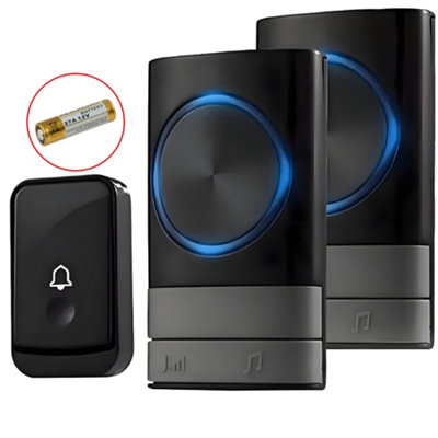 Waterproof Wireless Doorbell System: 1 Bell Push & 2 Plug-in Receivers ...
