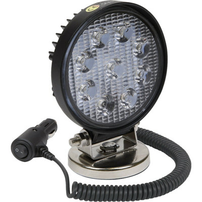 Waterproof Work Light & Magnetic Base -27W SMD LED - 115mm Round Flash ...