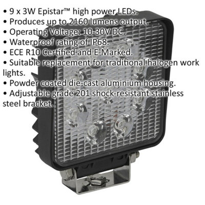 Buy Waterproof Work Light & Mounting Bracket -27W SMD LED - 108mm ...