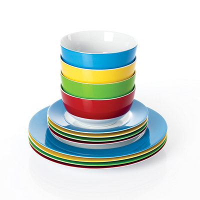 Waterside 12pc Colour Band Dinner Set
