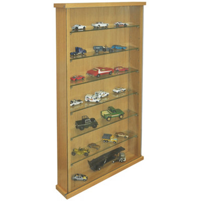 Watsons Collectors Wall Display Cabinet With Six Glass Shelves Oak